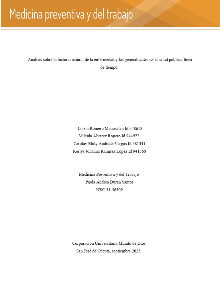 Taller Medicina Preventiva Linea de Tiempo Nuevo | PDF | Asistencia ...