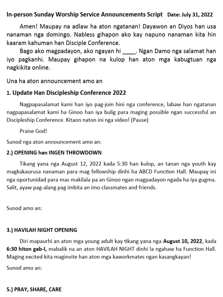 Announcement Number 1 | PDF