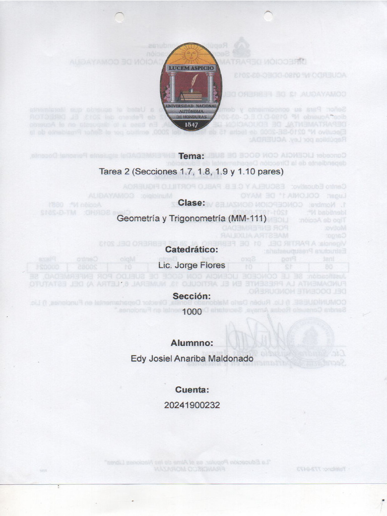 Tarea 2 Geometría Unah Curc | PDF