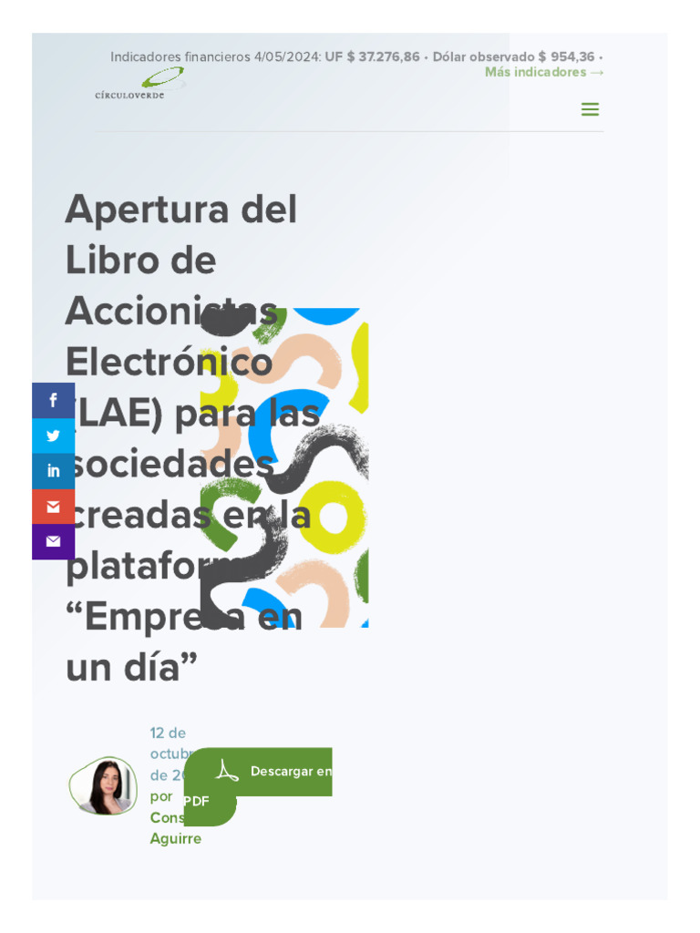 Apertura Del Libro de Accionistas Electronico Lae para Las Sociedades Creadas en La Plataforma ...