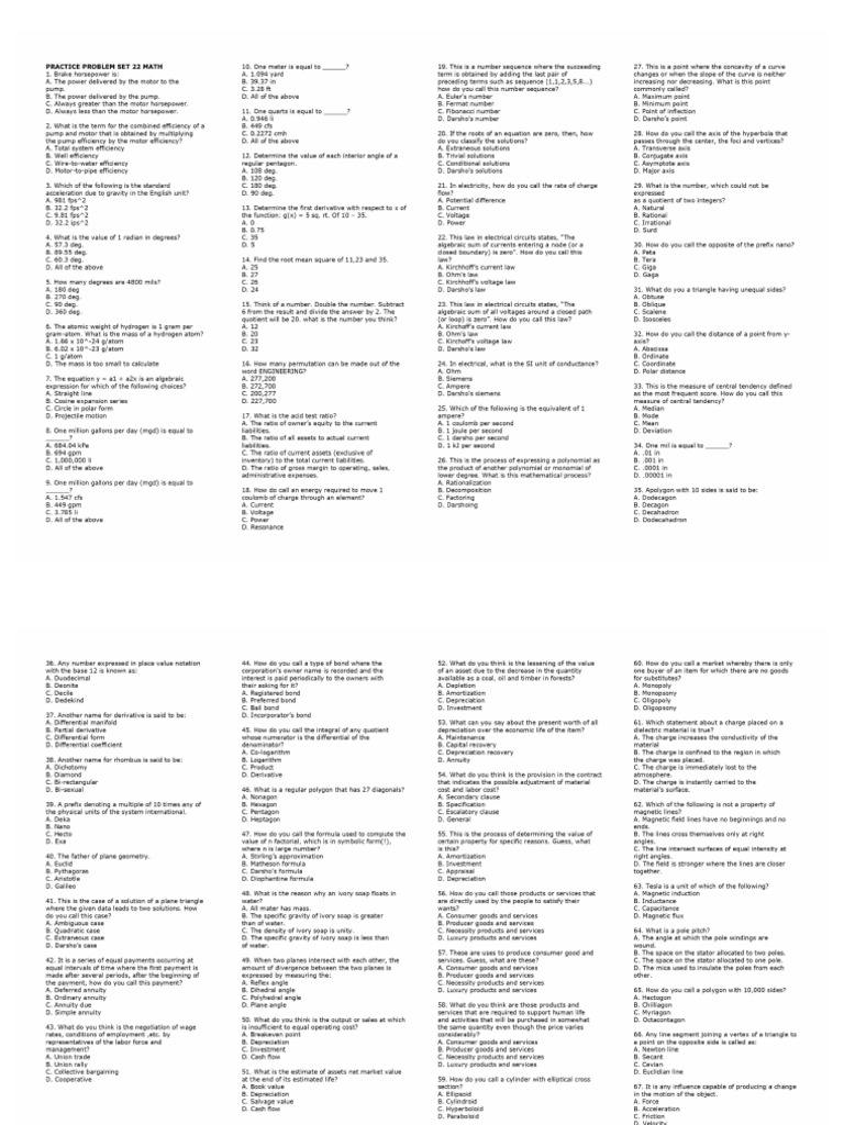 Practice Problem Set 22 | PDF