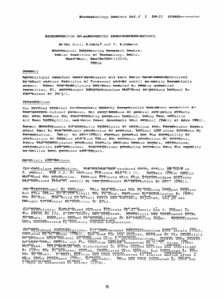 Bioconversion Butanol | PDF | Hidrólisis | Química
