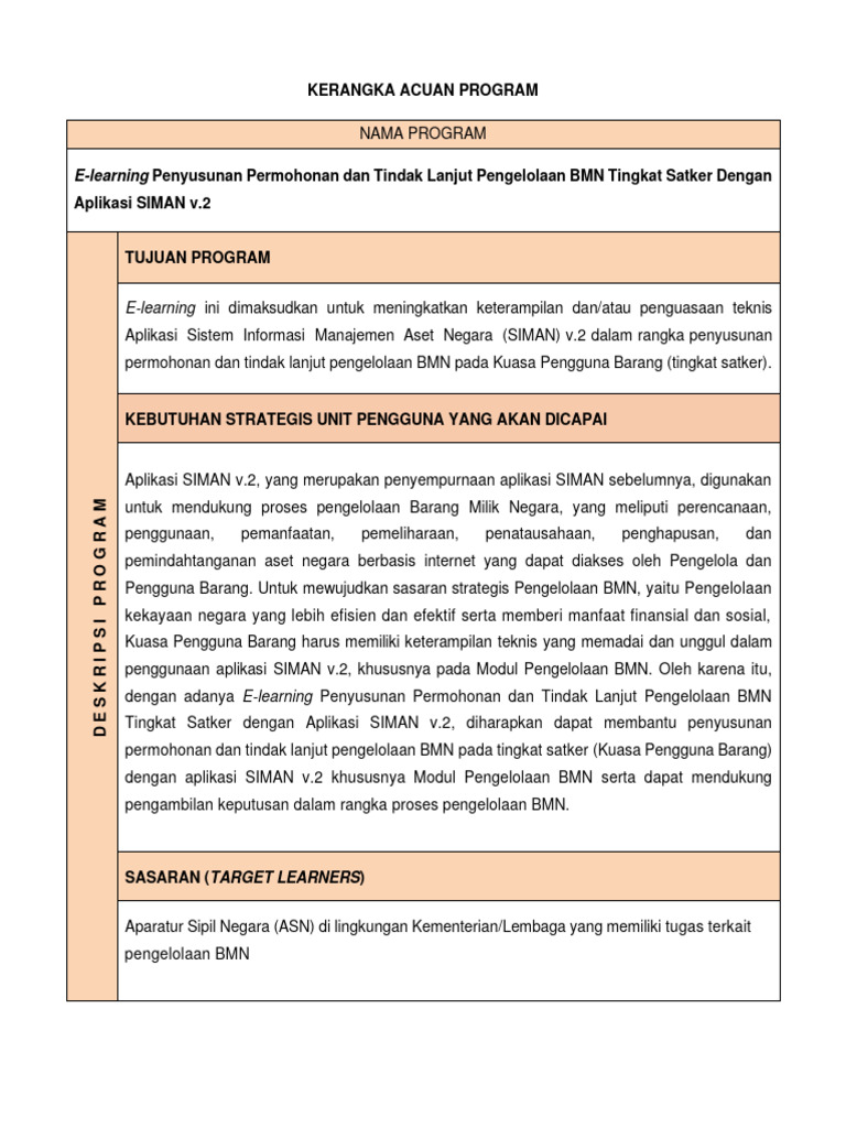 Kap E-Learning Penyusunan Permohonan Dan Tindak Lanjut Pengelolaan BMN | PDF