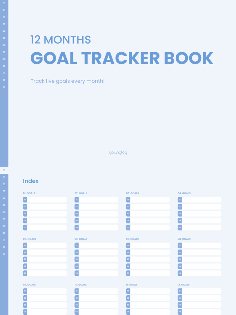 12 Months Monthly Tracker (Blue Tab) | PDF
