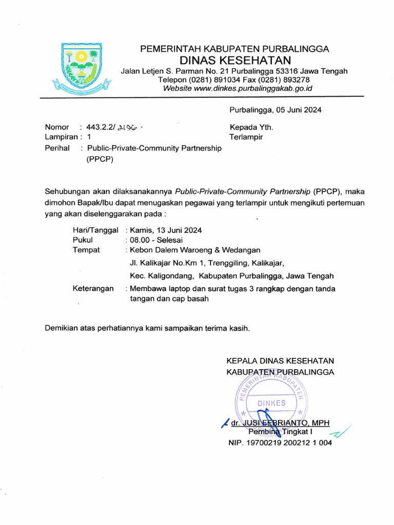 Surat Undangan Pertemuan PPCP 13 Juni 2024 | PDF