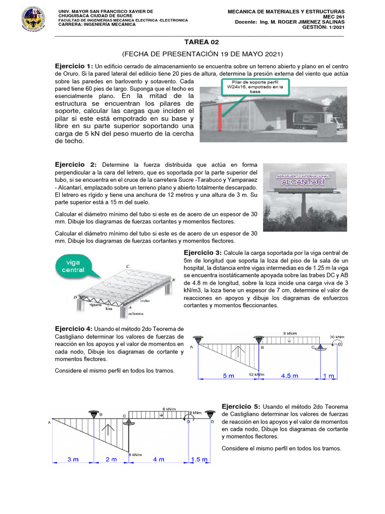 Tarea 02 Mec 261 | PDF | Viga (Estructura) | Resistencia de materiales