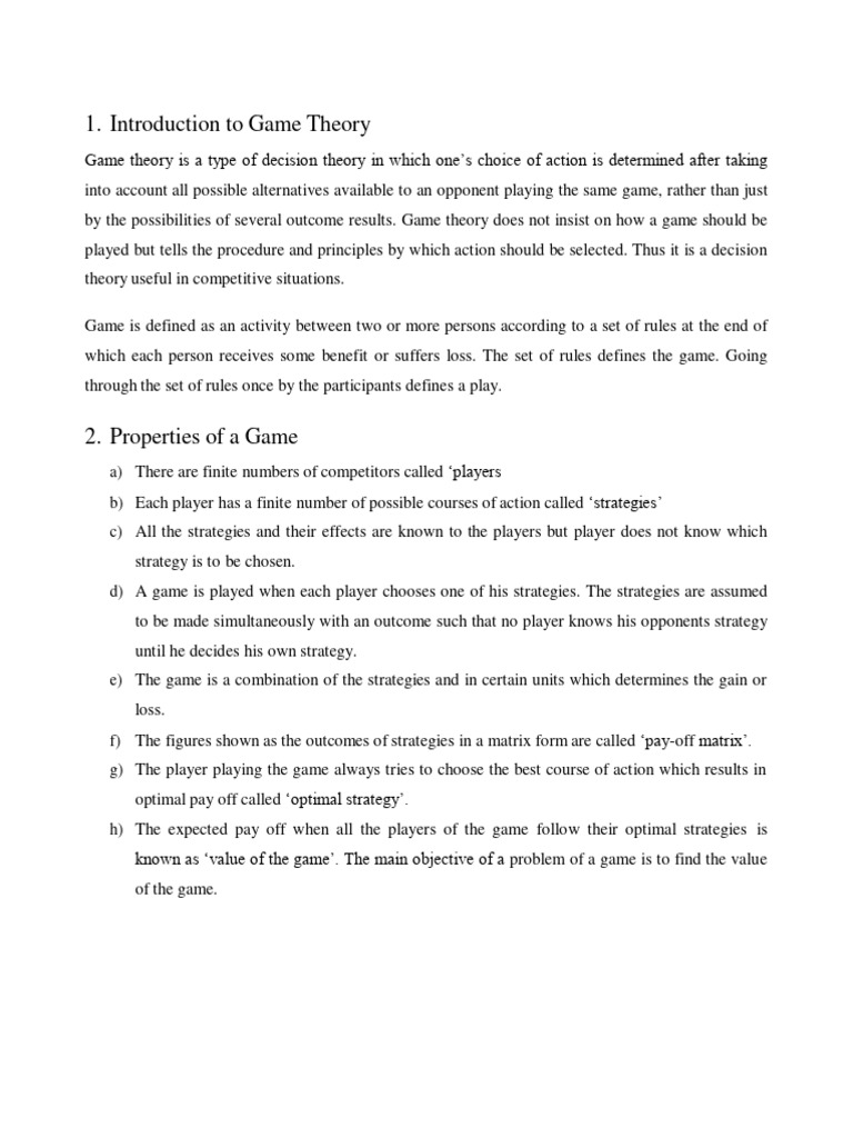 Game Theory Odd, Dominance and Graphical Method | PDF | Matrix (Mathematics) | Applied Mathematics