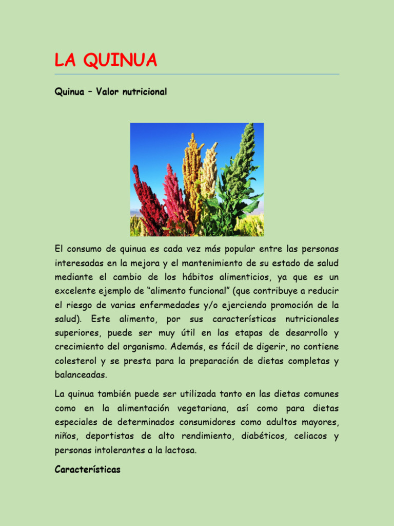 La Quinua | PDF | Quinua | Dieta