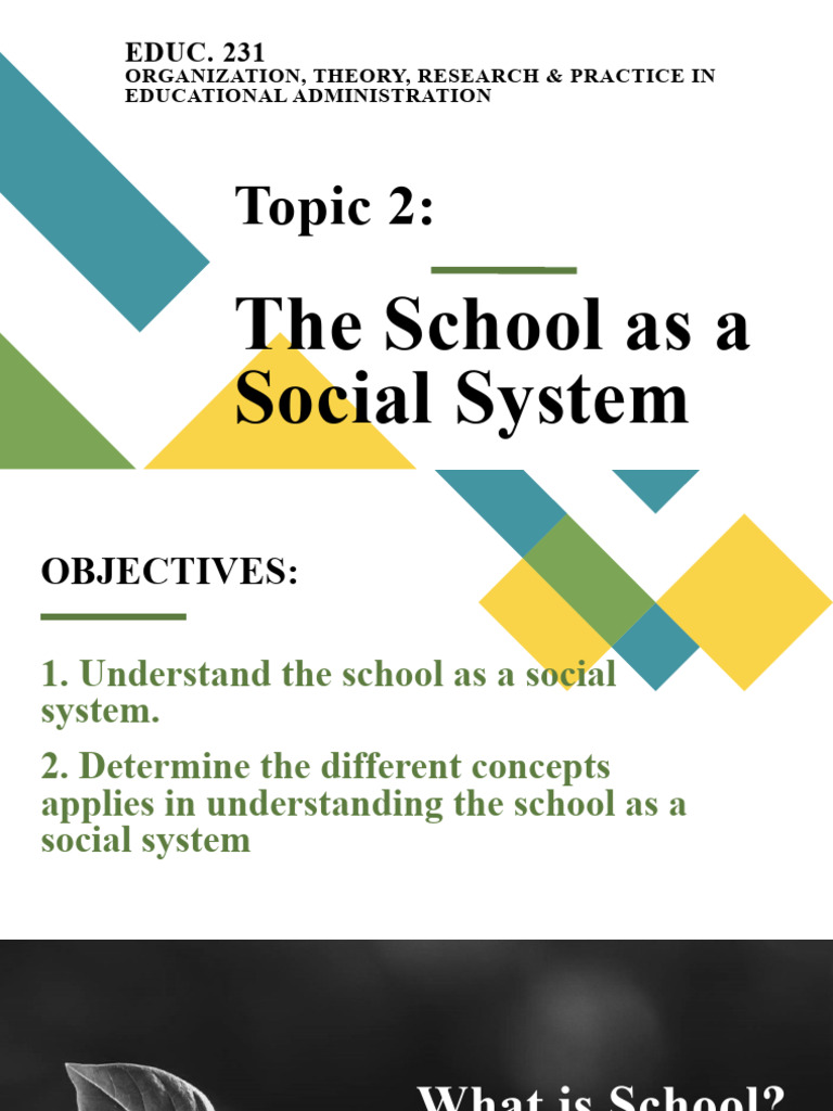 Understanding Schools as Social Systems | PDF | System | Learning