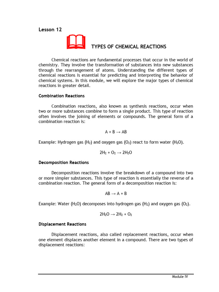 Types of Chemical Reactions Explained | PDF | Chemical Reactions | Redox