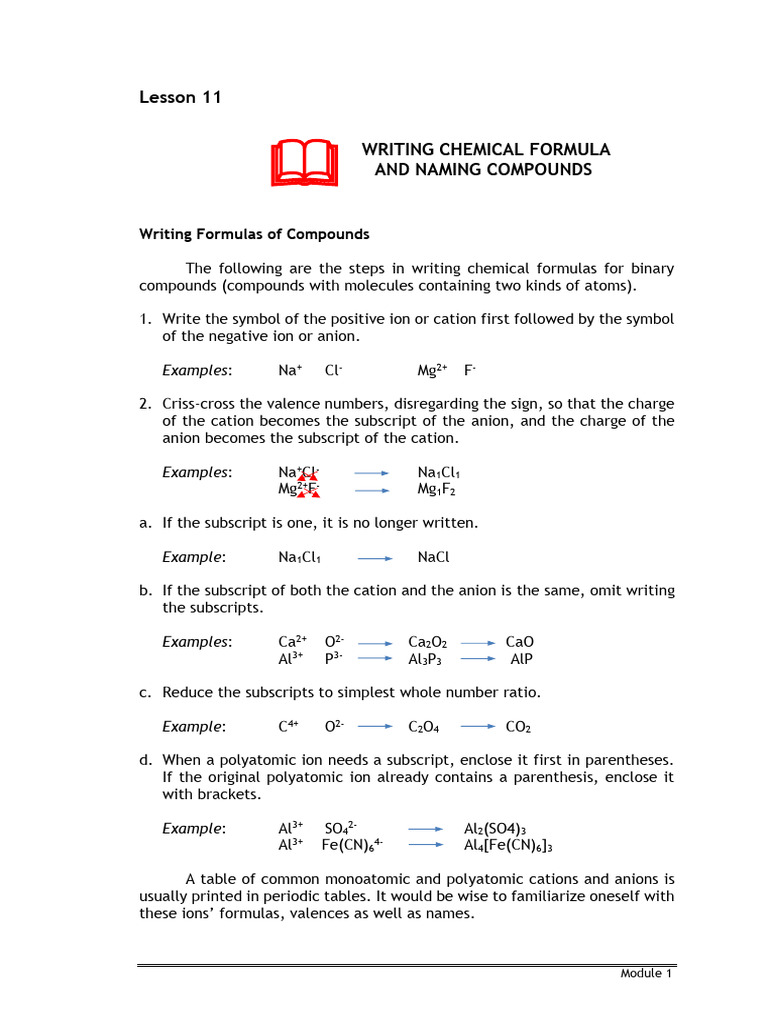 Lesson 11 Writing Chemical Formula and Naming Compounds | PDF | Ion ...