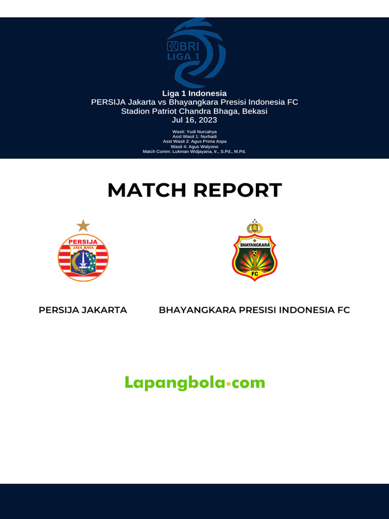 PERSIJA Jakarta Vs Bhayangkara Presisi Indonesia FC | PDF | Association ...
