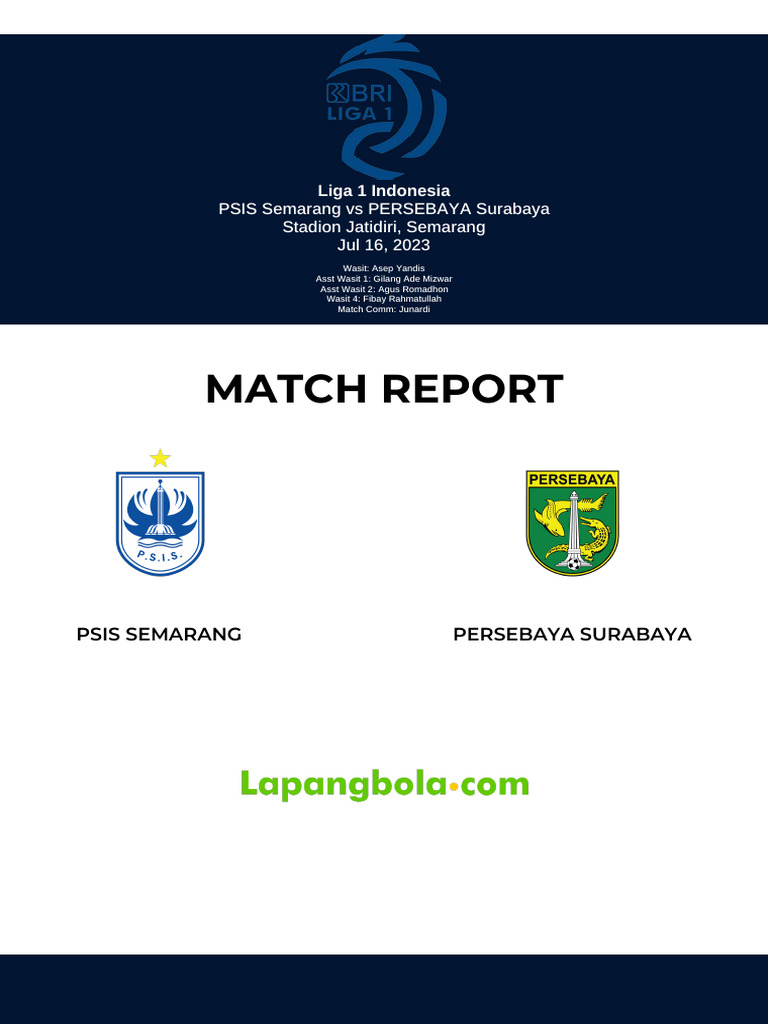 PSIS Semarang Vs PERSEBAYA Surabaya | PDF | Sportspeople | Association Football