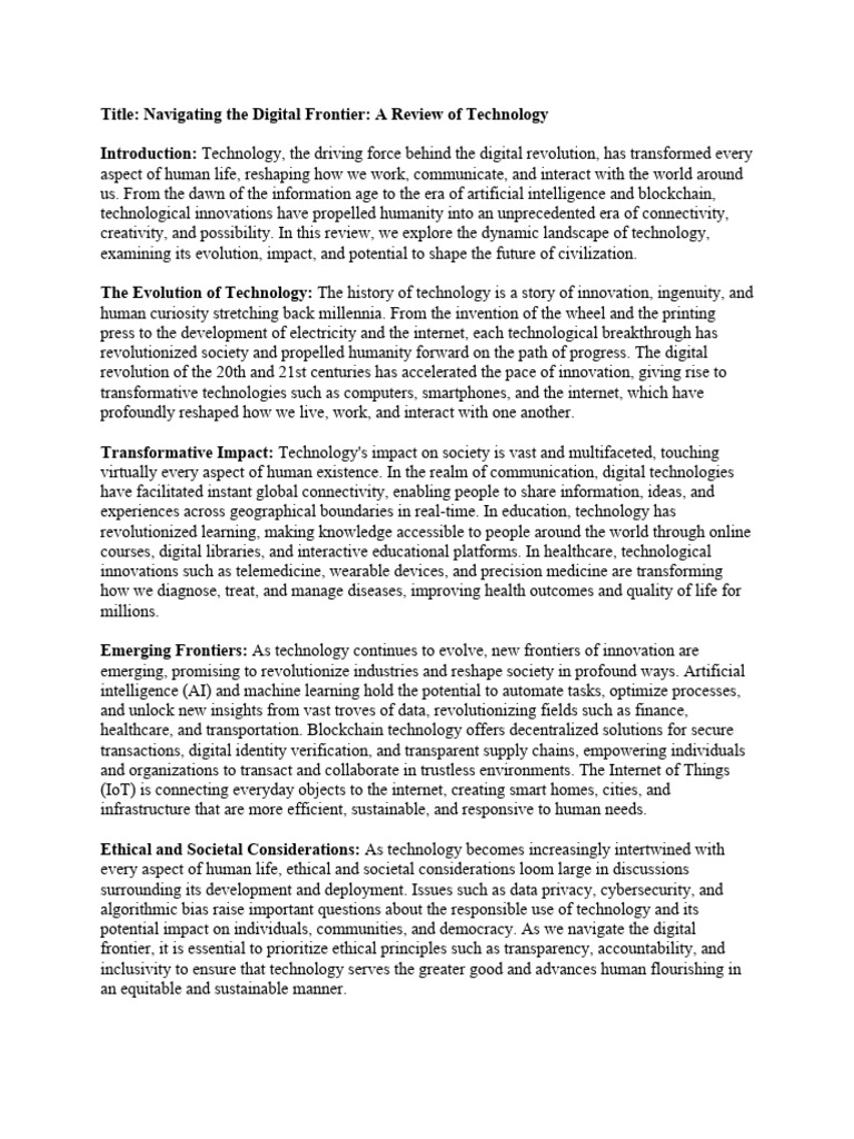 A Review of Technology | Download Free PDF | Internet Of Things | Computing