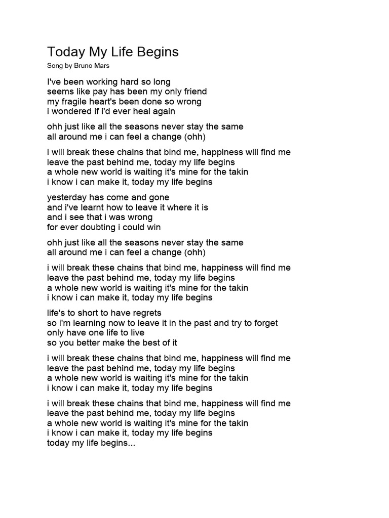 Today My Life Begins | PDF