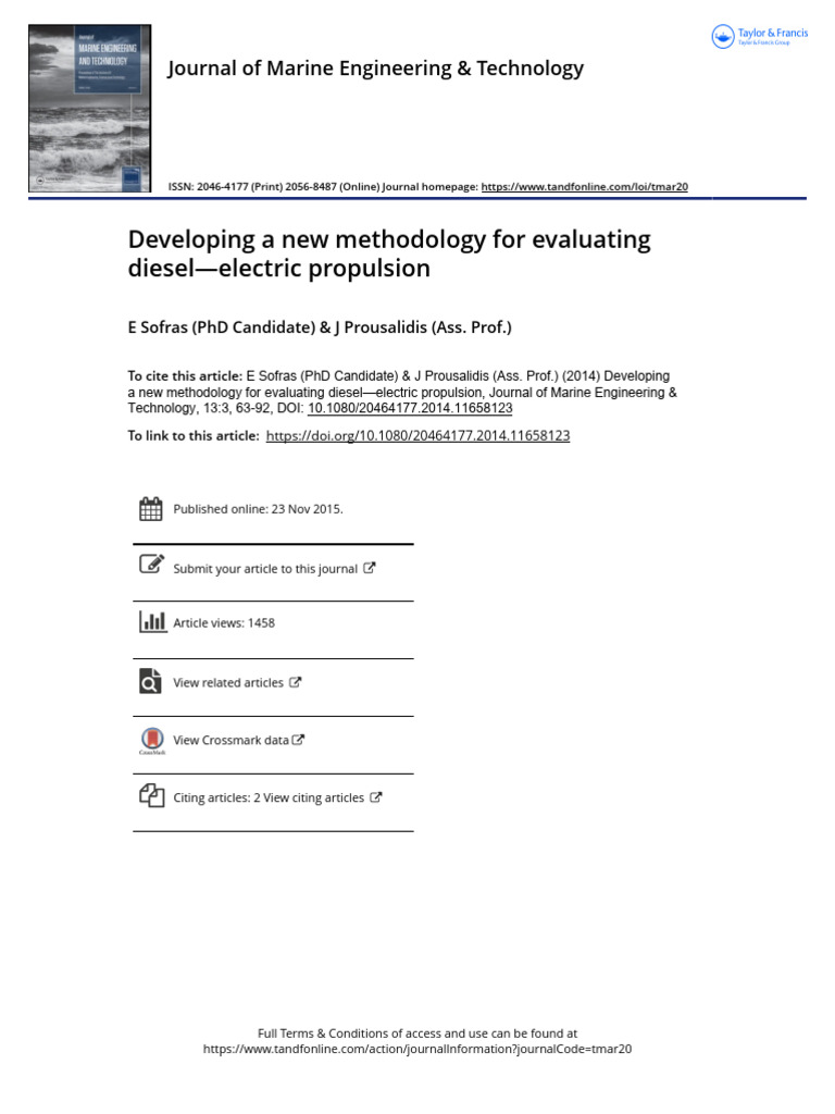 Developing a new methodology for evaluating diesel electric propulsion ...
