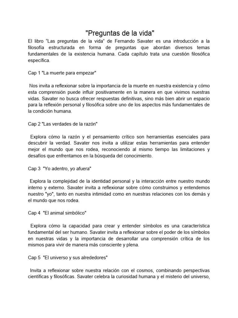 Las Preguntas de La Vida | PDF | Vida | Comprensión