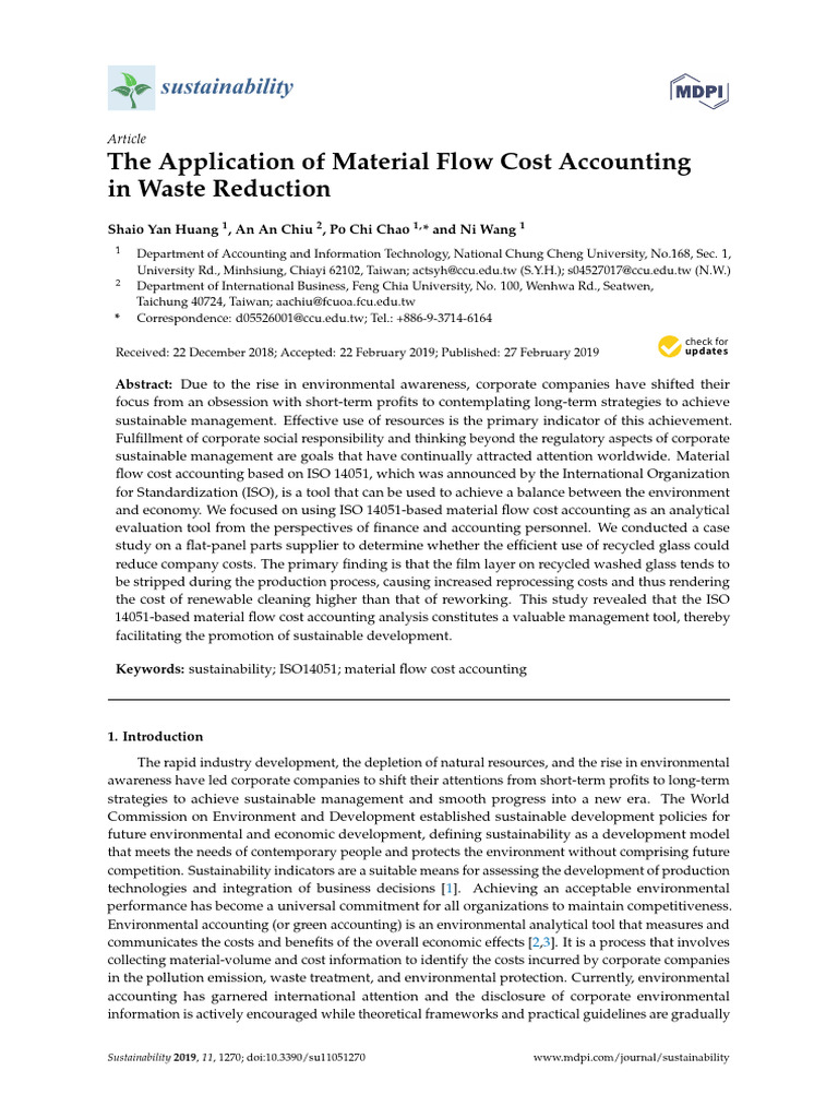 The Application of Material Flow Cost Accounting I | PDF ...
