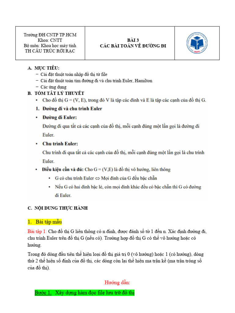 (Giáo Trình) BTH3 - Các Bài Toán Về Đường Đi | PDF