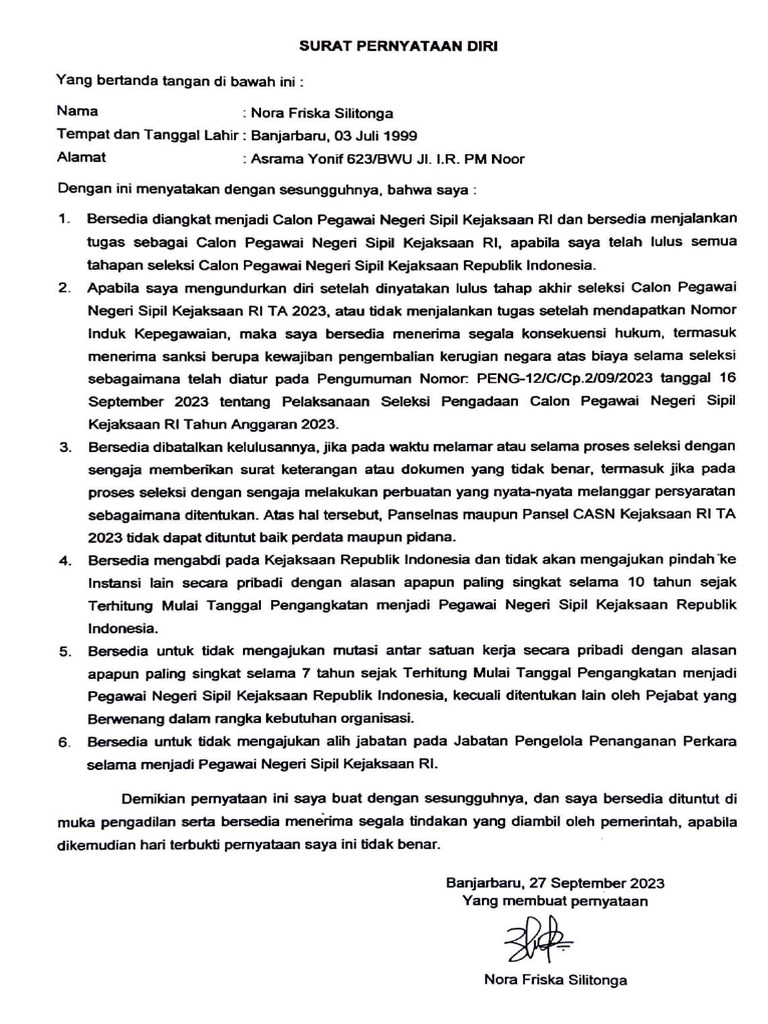 Surat Perny Diri | PDF