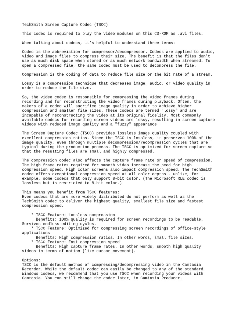 TSCC | PDF | Data Compression | Codec