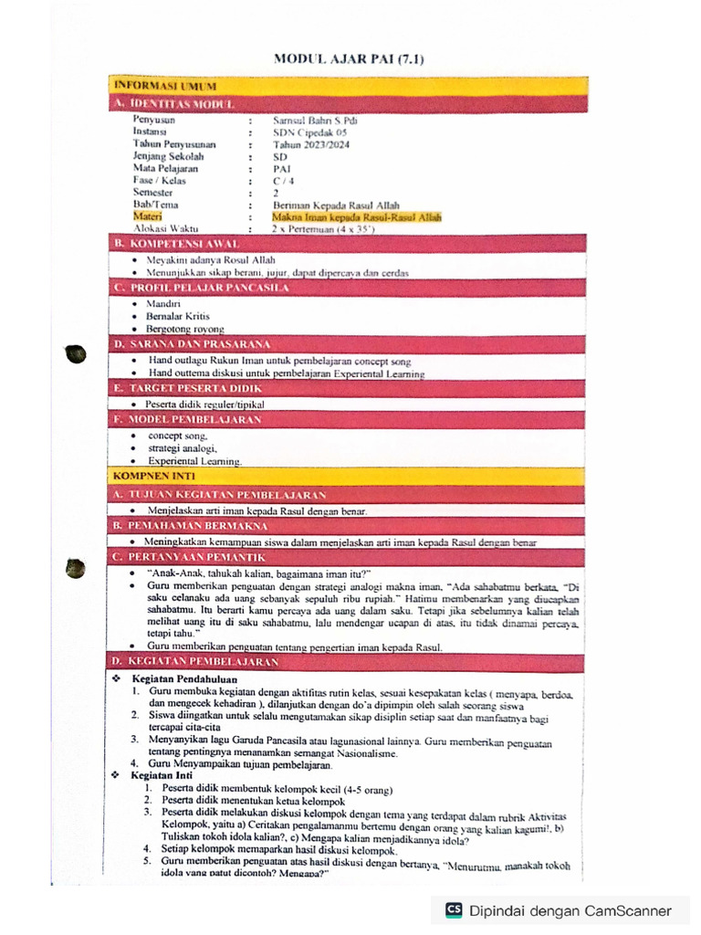 Modul Ajar PAI Kelas 4 Pel. 7 | PDF
