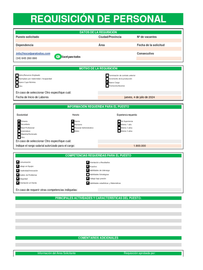 Formato Requisición de Personal | Descargar gratis PDF | Gestión de ...
