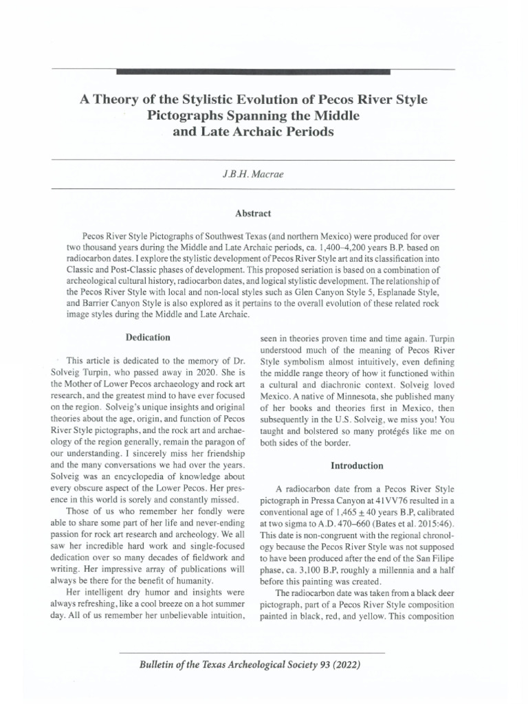 A Theory of The Stylistic Evolution of Pecos River Style Pictographs ...