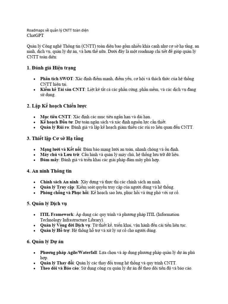 Roadmaps về quản lý CNTT toàn diện | PDF