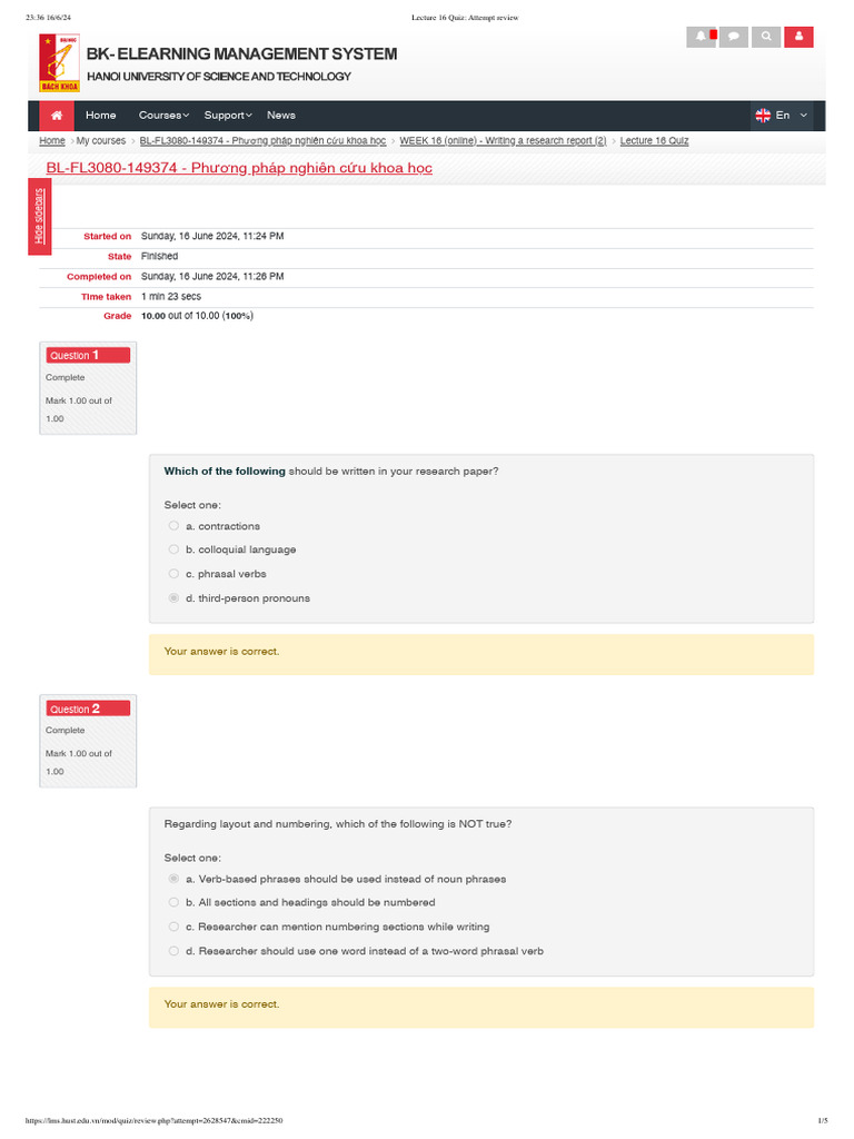 Lecture 16 Quiz - Attempt Review | PDF | Language Mechanics | Semantic ...