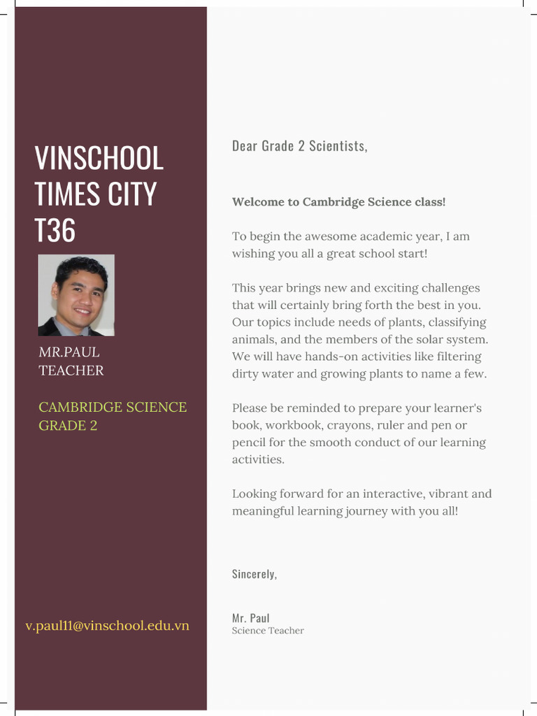 Welcome Letter To Students-1 | PDF