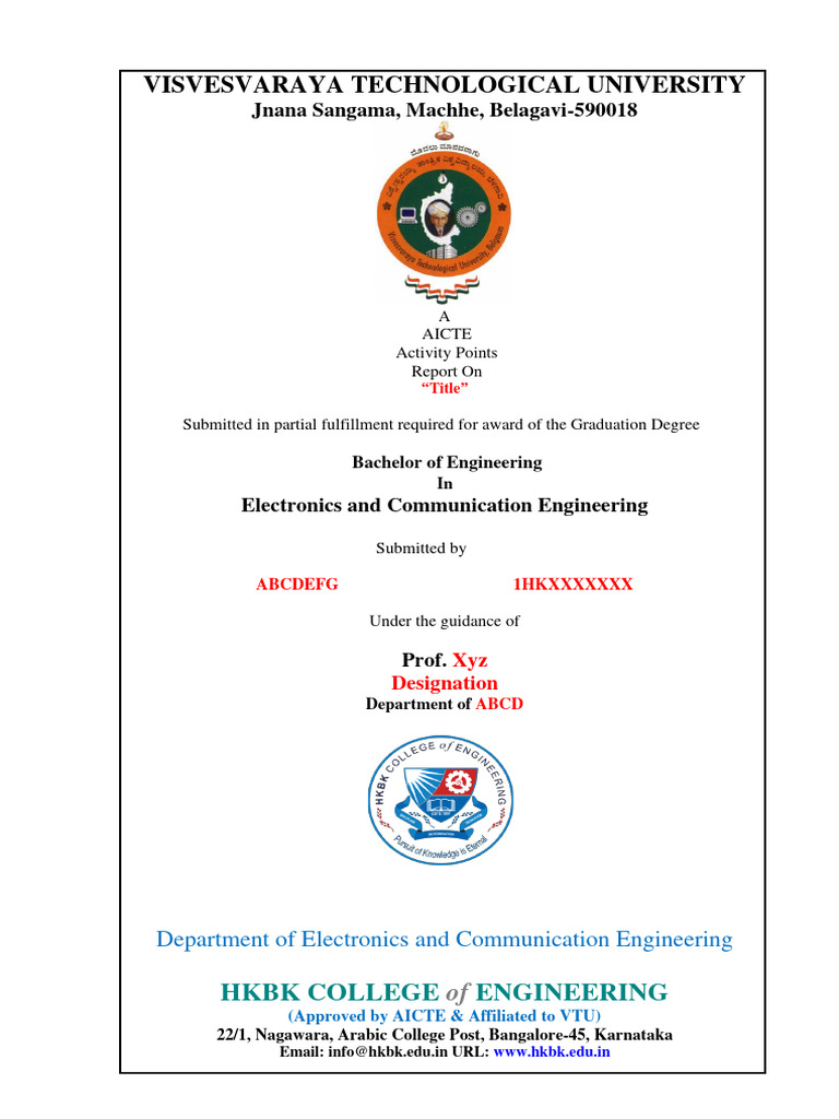 Report On Aicte Activity Points Template | PDF | Publishing | Written Communication