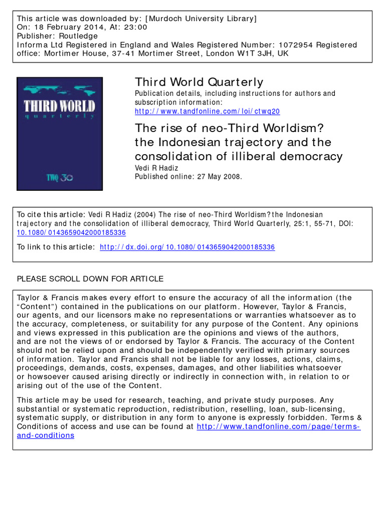 Hadiz, Vedi - The Rise of Neo-Third Worldism The Indonesian Trajectory ...