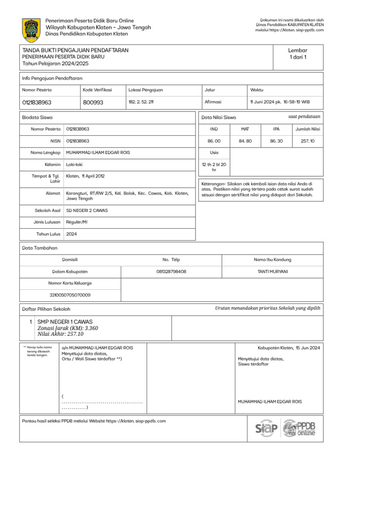 Bukti Pendaftaran Lham | PDF