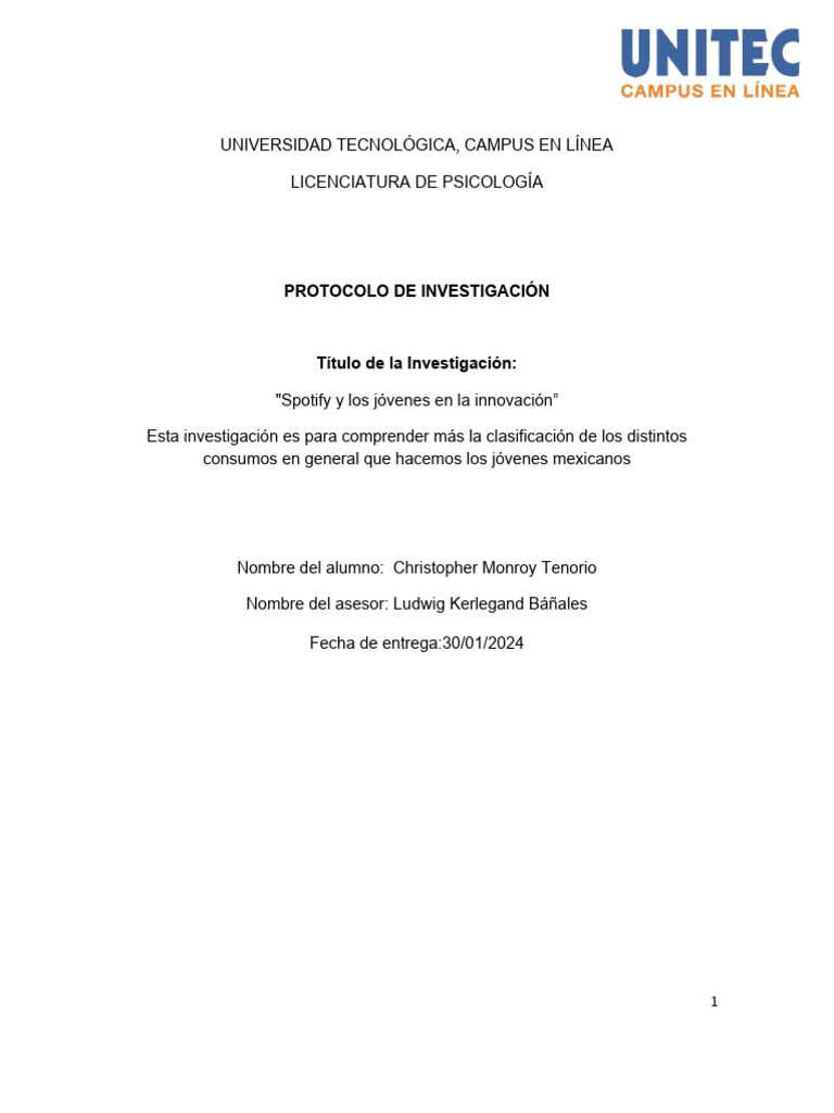 Entregable 1 Christopher Monroy Metodologia | PDF | Spotify | Internet