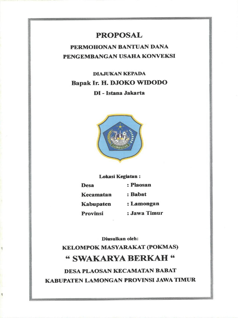 Proposal Pokmas Swakarya Berkah Konveksi - Plaosan | PDF