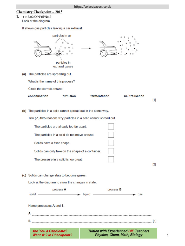 2015 Chemistry Checkpoint | PDF