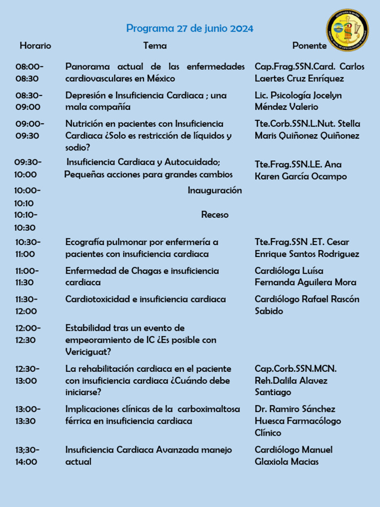 Programa 2024 Simposio IC - 122028 | PDF | Insuficiencia cardíaca | Órgano (anatomía)