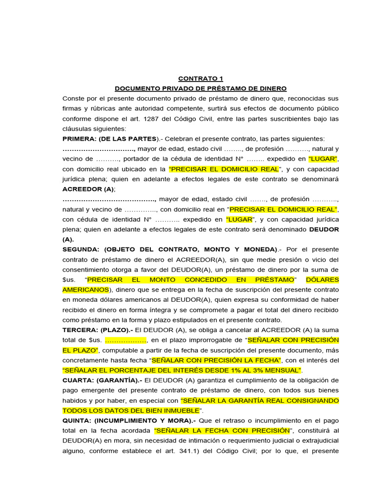 Ejemplo de Contratos Primero Derecho 2023 | Descargar gratis PDF | Pagos | Propiedad