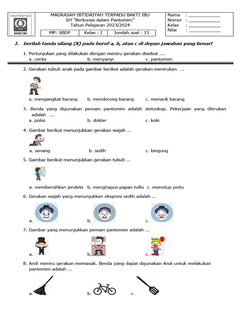 Kegiatan Pantomim untuk Kelas 1 SD | PDF | Game & Aktivitas