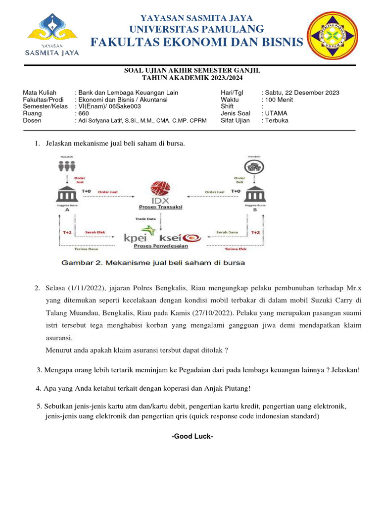 Soal Uas BLKL (1) 2 | PDF | Bisnis | Pengelolaan Keuangan & Uang