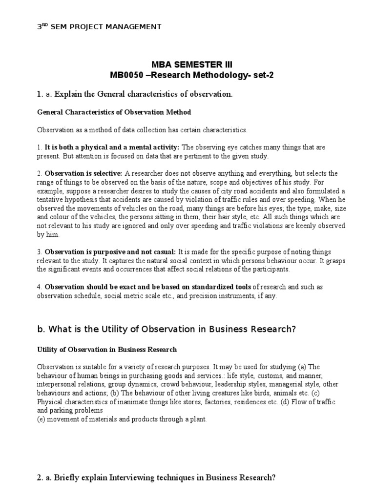 Explain The General Characteristics of Observation.: Mba Semester Iii ...