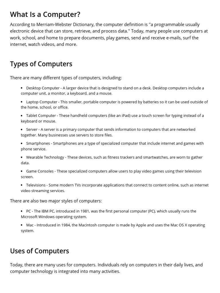 History of Computers _ Definition & Types - Lesson _ Study.com | PDF ...