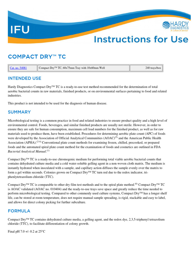 Compact Dry TC | PDF | Infection | Shelf Life