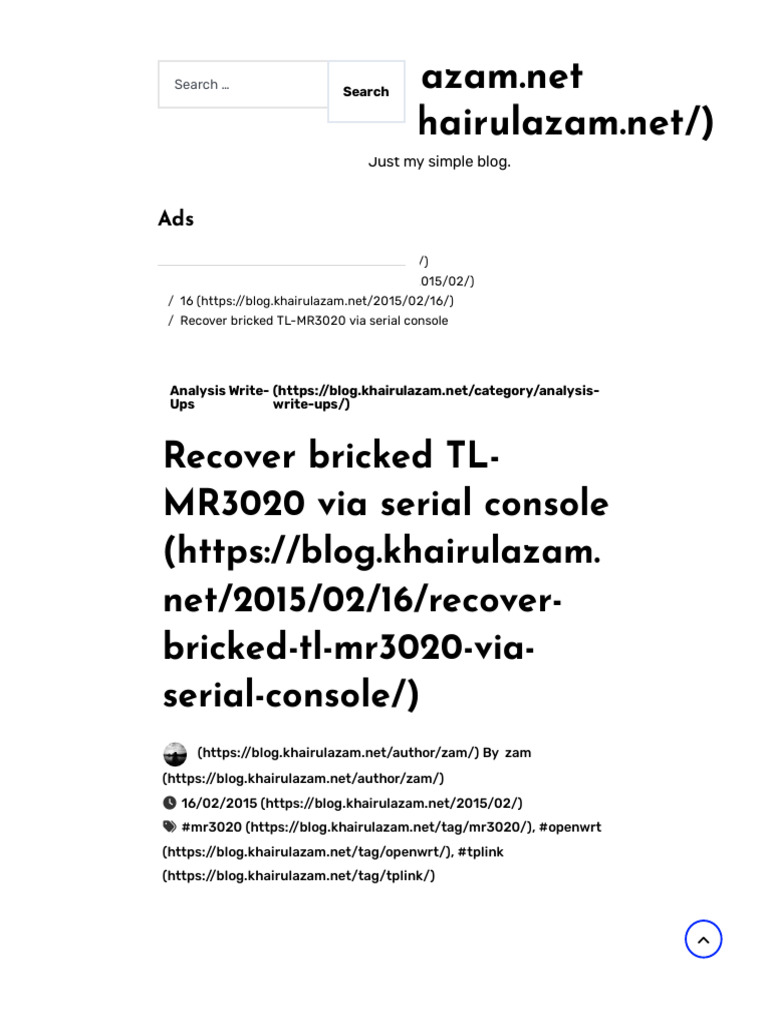 Recover Bricked TL-MR3020 via Serial Console Unbrick | Download Free ... Recover Bricked TL-MR3020 via Serial Console Unbrick | Download Free ...
