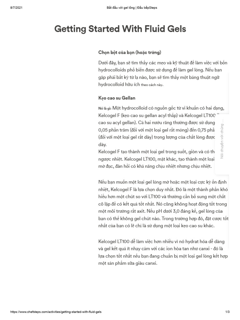Fluid Gels_Bắt đầu với gel lỏng | PDF