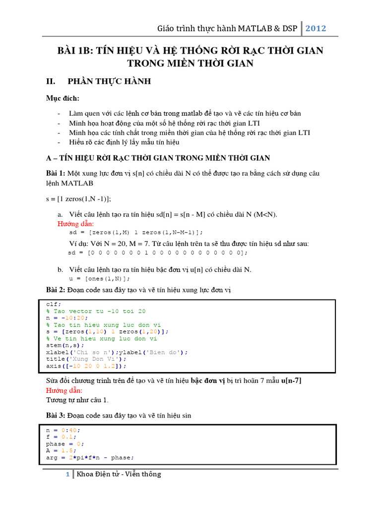 BAI 1B - Huong Dan MATLAB | PDF