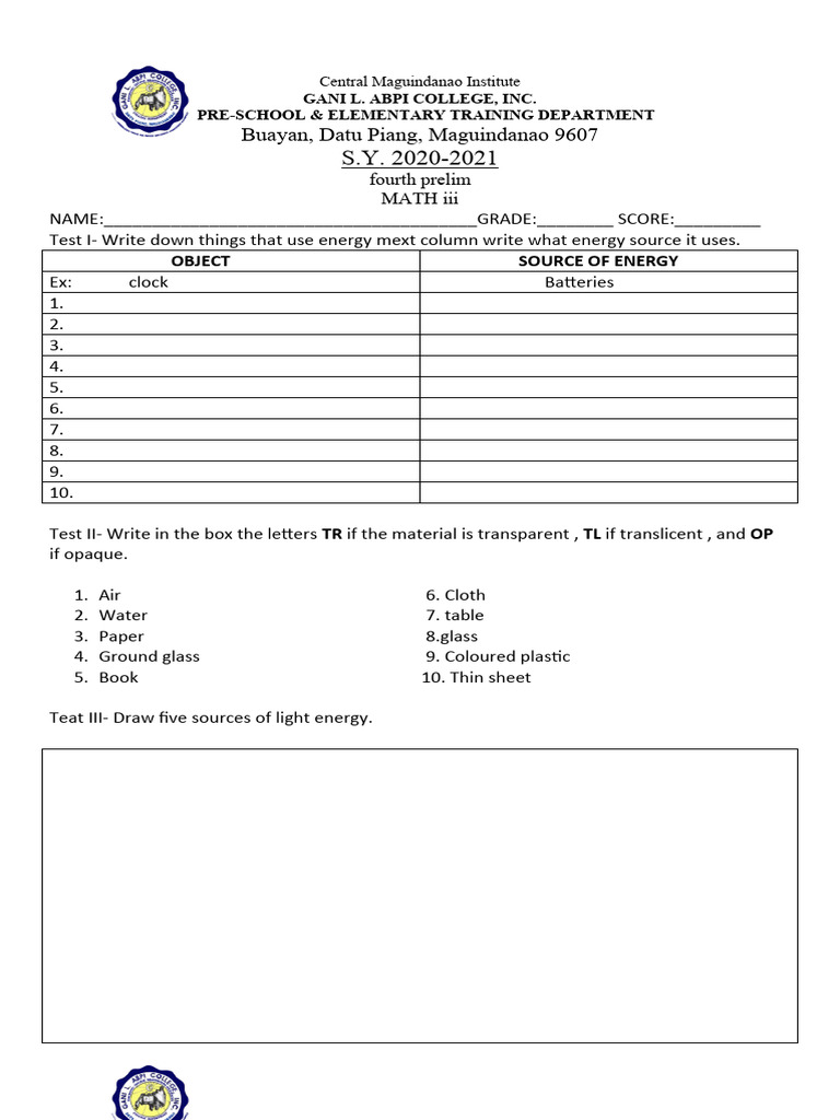4th quarter exam | PDF