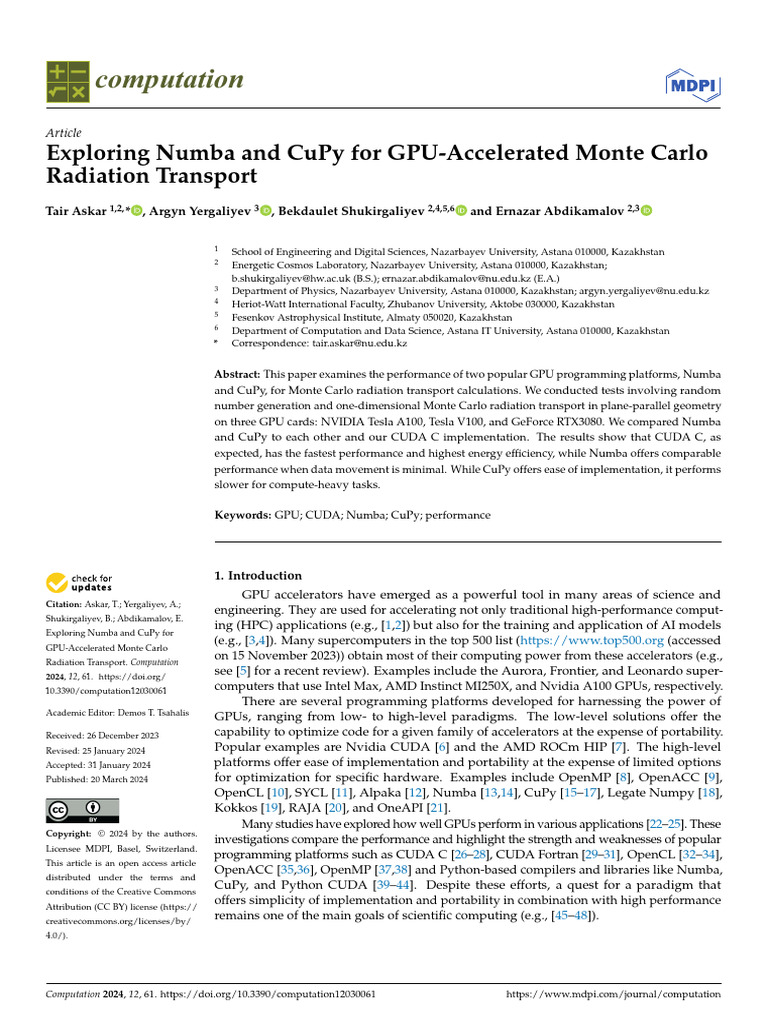 computation-12-00061 | Download Free PDF | Graphics Processing Unit | Computer Engineering