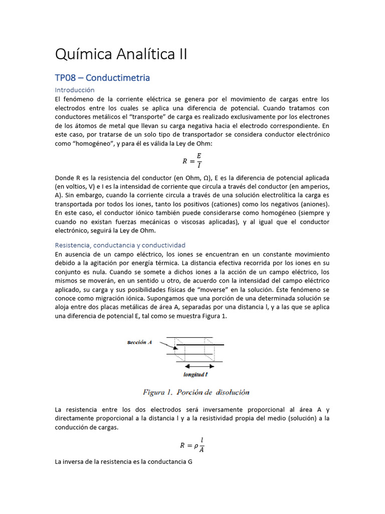TP07 - Conductimetria | PDF | Resistividad Eléctrica y Conductividad | Corriente eléctrica